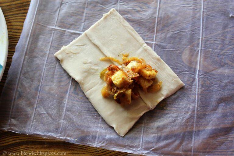 Paneer Puff Recipe - Indian Bakery-Style Paneer Puff Pastry Turnovers