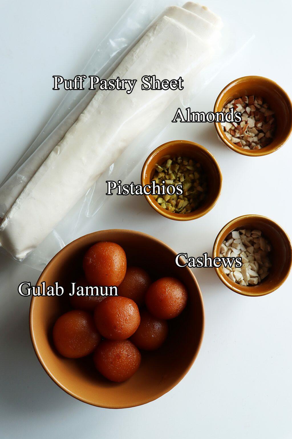 Gulab Jamun Turnovers with Puff Pastry - Indian Fusion Dessert